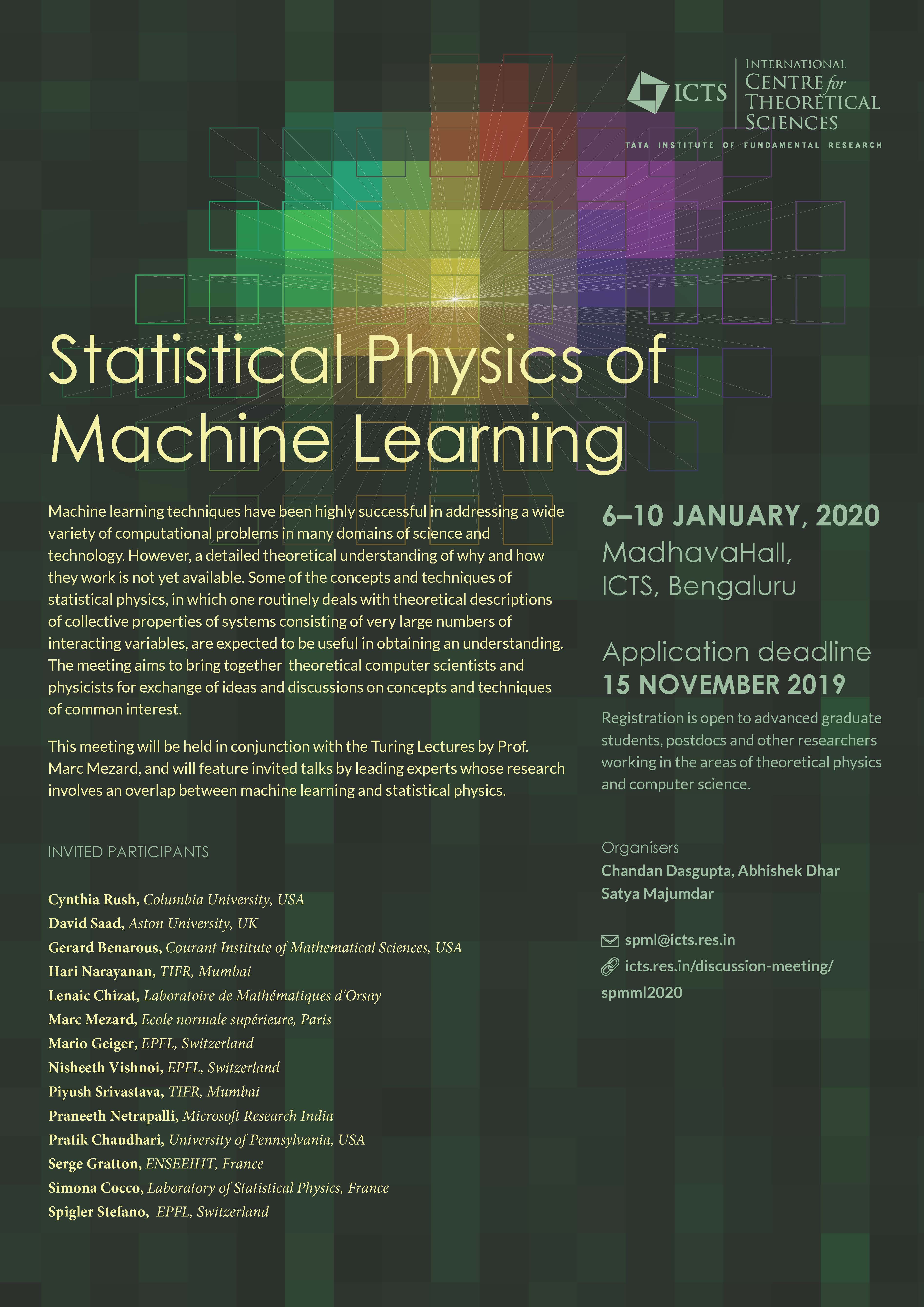 Statistical Physics of Machine Learning | ICTS